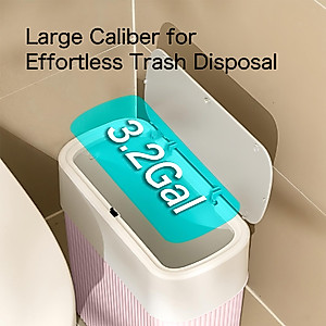 ABEETE Bathroom Trash Can with Lid, 12L Small Plastic Garbage Can for Kitchen with Press Top Lid, 3.2 Gallon Slim Dog Proof Wastebasket Trash Bin for Office, Bedroom, Living Room, Home Cabinet-Pink