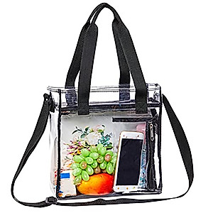 SHERCHPRY Clear Tote Bag with Zipper Closure, Crossbody Messenger Shoulder Bag, PVC Clear Cross- Body Purse with Adjustable Strap for Work, School, Exam, Gym, Stadium