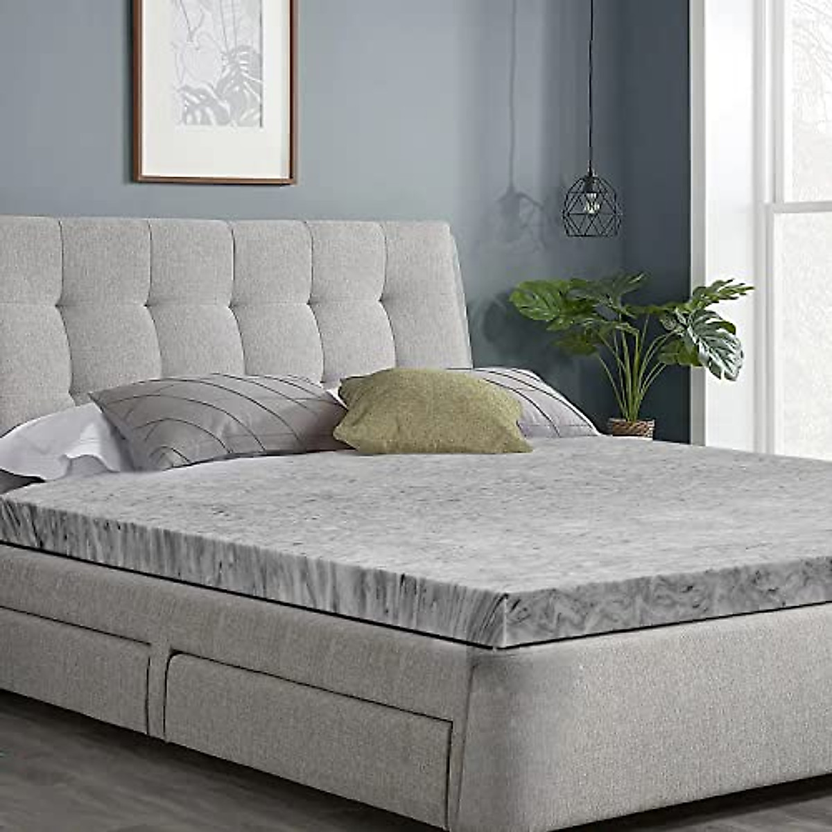 BedsPick 2 Inch Memory Foam Mattress Topper Twin XL Size, Bamboo Charcoal Mattress Topper, CertiPUR-US Certified, Super Soft Twin XL Topper College Dorm Extra Long Mattress Pad