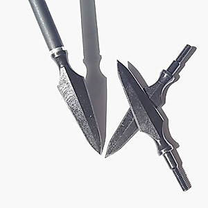 AMEYXGS 200 Grain Broadheads Traditional Hunting Arrowhead Archery Metal Arrow Tips Screw-in Arrow Heads with Box for Compound Bow Recurve