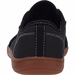 WHITIN Men's Extra Wide fit Fashion Barefoot Sneakers Canvas Zero Drop Sole Size 10W Minimus Weightlifting Minimalist Outdoor Shoes Lace Up Black Gum 44