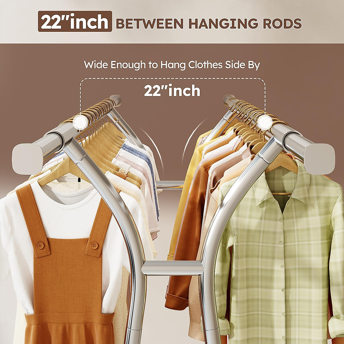 Raybee 78"W Clothes Rack Heavy Duty Loads 650LBS, Clothing Racks for Hanging Clothes, Rolling Clothing Rack With Shelves, Clothing Rack with Wheels Portable Collapsible Commercial Garment Rack Chrome