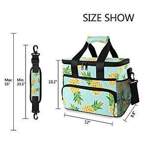 AUUXVA Picnic Lunch Bag Fruit Pineapple Lunch Cooler Box Insulated Portable Travel Large Picnic Basket Thermal Meal Food Container for Woman Man