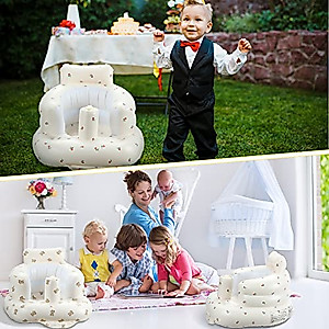 2 Pcs Baby Inflatable Seat for Sitting up 3 Months and up Air Pump Infant Back Support Sofa Summer Sit Me up Floor Seat Portable Sit Me up Chair for Toddlers Shower Gifts for Baby, Bear, Tulip