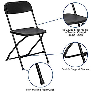 Flash Furniture 8' Bi-Fold Granite White Plastic Event/Training Folding Table Set with 10 Folding Chairs