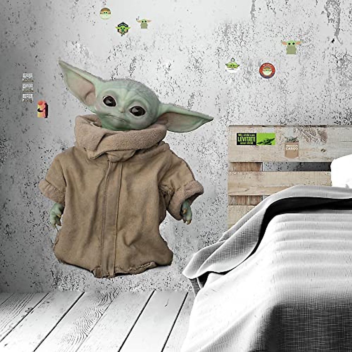 RoomMates RMK4456GM The Mandalorian: Baby Yoda Grogu | The Child Giant Peel and Stick Wall Decals, Green, Tan, Giant Wall Decal