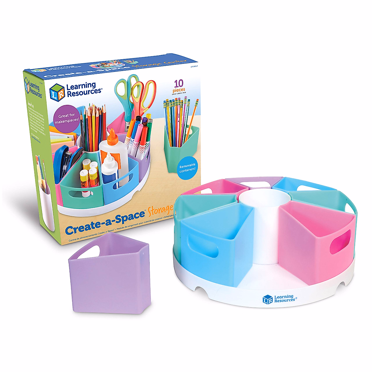Learning Resources Create-a-Space Storage Center, 10 Piece set - Desk Organizer for Kids, Art Organizer for Kids, Crayon Organizer, Homeschool Organizers and Storage