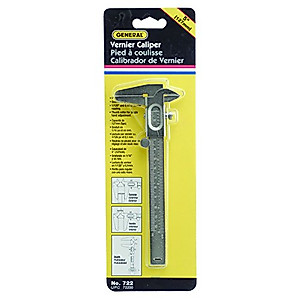 General Tools Metric and English Vernier Caliper #722, Machined Steel, Pack of 1
