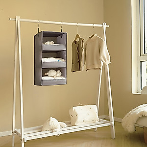 GRANNY SAYS 3-Shelf Hanging Closet Organizer, Collapsible Hanging Closet Shelves, Hanging Organizer for Closet & RV, Gray, 29 ¾" H X 12" W X 12" D, 1-Pack