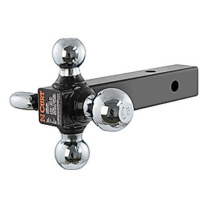 CURT 45675 Multi-Ball Trailer Hitch Ball Mount, 1-7/8, 2, 2-5/16-Inch Balls and Tow Hook, Fits 2-Inch Receiver, 10,000 lbs