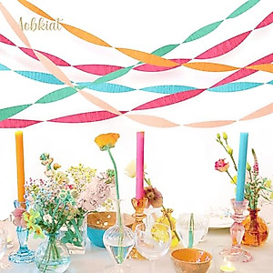 AOBKIAT 5 Rolls Rainbow Party Streamers Crepe Paper,Candyland Party Decorations for Christmas,Birthday,Wedding,Bachelorette,Bridal/Baby Shower,Hanging Candyland Backdrop Decoration