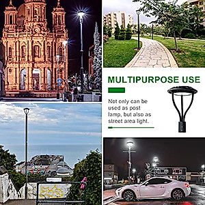 OSTEK Led Post Top Pole Lights with Photocell 40W LED Circular Parking Lot Area Light 5000K Outdoor Lamp Top Pathway Light Fixture IP65 DLC/ETL