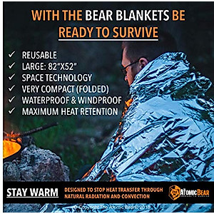Emergency Blanket or Space Blanket - Ideal as Survival Thermal Protection - Very Light Double Sided Sheet of Mylar Foil - Best for Bug Out Bag, EDC, First Aid Kit, Hiking, Camping, Hunting