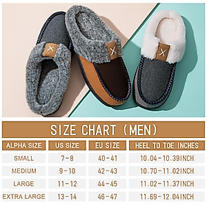 Homitem Men's Memory Foam Slippers,Fuzzy Wool-Like Plush Fleece Lined House Shoes Indoor Outdoor Slippers for Men, Anti-Skid Rubber Sole Home Bedroom Slippers(Size 13-14,Coffee)