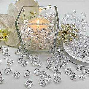 Fake Ice Cubes 750 PCS Clear Acrylic Rocks Vase Fillers for Centerpieces,Crystal Gems Stones Dazzlers Diamonds for Decor Photography Prop,Arts Crafts,Table Scatter,Home Decoration