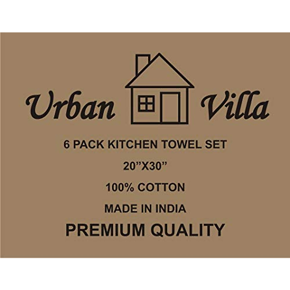 Urban Villa Kitchen Towels (20x30 Inches, 6 Pack) Extra Large Kitchen Hand Towels, Premium Dish Towels for Kitchen Grey & White Dish Cloths Highly Absorbent 100% Cotton with Hanging Loop Tea Towels