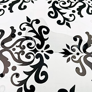 Helianthusun 14.7 feet Wallpaper Roll Black Damask Peel and Stick Wall Decor White Vinyl Paper Self Adhesive Cabinet Shelf Liner Revamp Furniture Looking (S-177x17.7 inches)