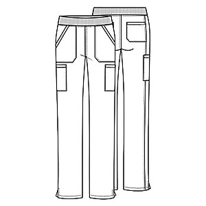 CHEROKEE Workwear Professionals Women Scrubs Pant Mid Rise Straight Leg Pull-on Cargo WW170, M, Black