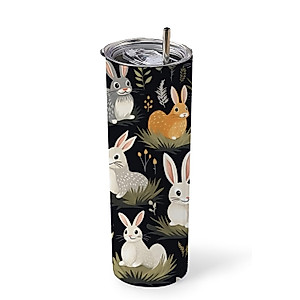 Tumbler with Lid and Straw funny bunnies thermos coffee travel mugcute cups 20 oz insulated tumbler for Daily Holiday Decor Gift coffee cup
