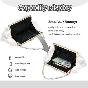 Emprier Feather Pearl Clutch Purses For Women Pearl Chain Shoulder Bag Wedding Party Evening Dress Bag