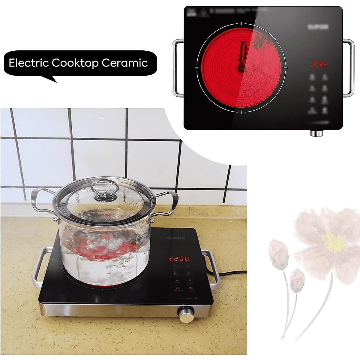 GFHVDC Glass Clear Saucepan with Lid,Glass pot Glass Cookware Set Saucepan with Lid, Glass Pot Stovetop Heat Resistant Stainless Steel Double Handles Clear Glassware for Cooking Milk, Pasta & Baby F