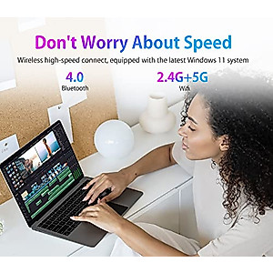 WAKST Laptop Windows 11, 13.3-inch Intel E3950 2.0 GHz Intel HD Graphics 500, 6GB RAM + 128GB SSD, Thin and Light Laptop, WPS Office, USB 3.0, Bluetooth, MHDMI, Grey