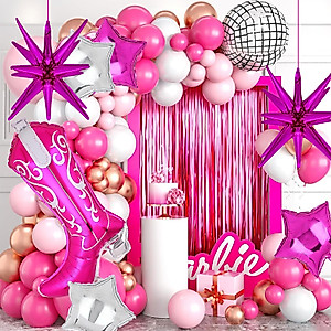 Vsiozian Pink Cowgirl Party Decorations Disco Cowgirl Balloons Cowgirl Boot Balloon Suitable Western Bridal Shower Last Rodeo Bachelorette Theme Party Decorations 8 Pcs