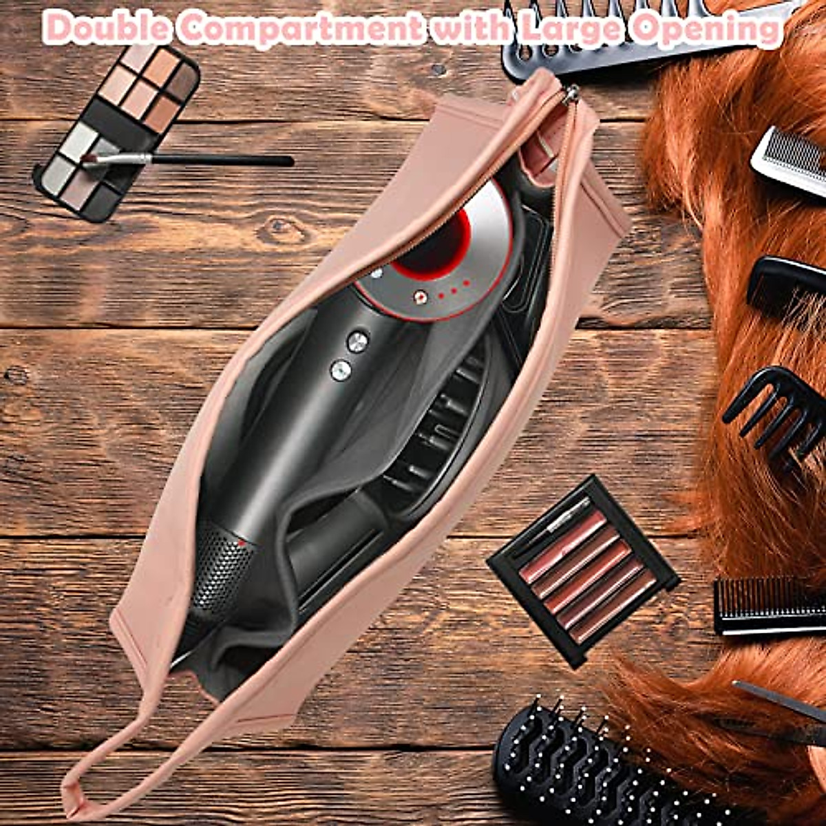 Hair Dryer Case for Dyson/Shark Flexstyle, Portable Hair Dryer Travel Case Leather Carrying Case, Hair Dryer Travel Bag Anti-Scratch Shockproof Protection Storage Bag for Dyson Accessories(Pink)