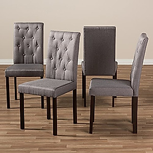 Baxton Studio Gardner Modern and Contemporary Dark Brown Finished Grey Fabric Upholstered Dining Chair