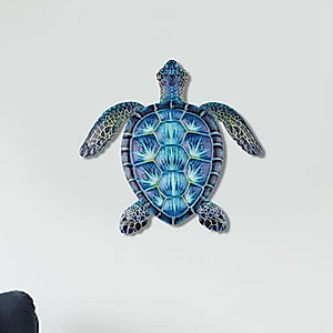 Metal Sea Turtle Wall Decor, Sea Turtle Wall Art Decoration, Metal Wall Art, Aquarium Ocean Wall Decor for Home Bedroom Living Room Office (Blue)