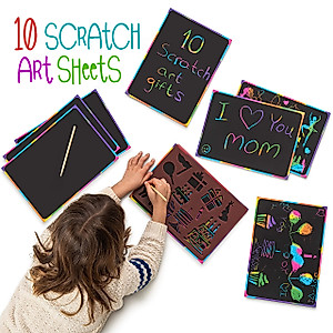 Kipipol 63 Pcs Drawing Stencils for Kids Ages 4-8 - 8-12 and Up - Arts and Crafts for Girls and Boys - Kids Drawing kit - Art Set- 15 Art Stencils, 260+ Designs -Scratch Art- Creativity Gifts & Toys