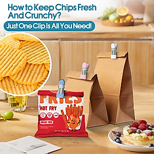 Clothes Pins Heavy Duty 30 Pack, 2.17 Inch Metal Chip Clips, Bag Clips for Food, Clothespins for Photo Drying Clothesline Laundry Sock, Chip Clips Bag Clips Food Clips, 6 Colors