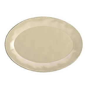Rachael Ray Cucina Dinnerware 10-Inch x 14-Inch Stoneware Oval Platter, Almond Cream