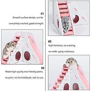 Ipetboom Wooden Hamster House with Stair Ladder Slides Small Animals Hideout Funny Climbing Exercise Toy Guinea Pig Cage Accessories for Chinchillas Rabbits Ferrets