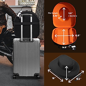 Hat Holder for Travel – Travel Hat Case with Tablet Pocket, Hat Travel Case, Hat Box Travel, Carrier Case for Travel Protects up to 2-Equipped with a Carrying Handle, Shoulder & Luggage Strap (Orange)