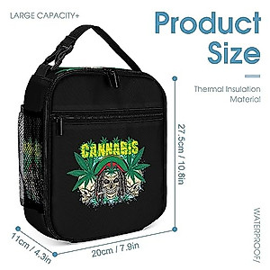 Skull and Weed Leaf 3 Pcs Backpack Set Portable Lunch Bag Pencil Pouch for Office