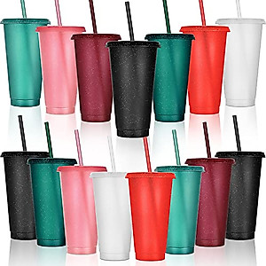 Honeydak Tumbler with Straw and Lid Bulk Water Bottle Iced Coffee Travel Mug Cup Reusable Plastic Cups for Parties Birthdays 24-27 oz (,)