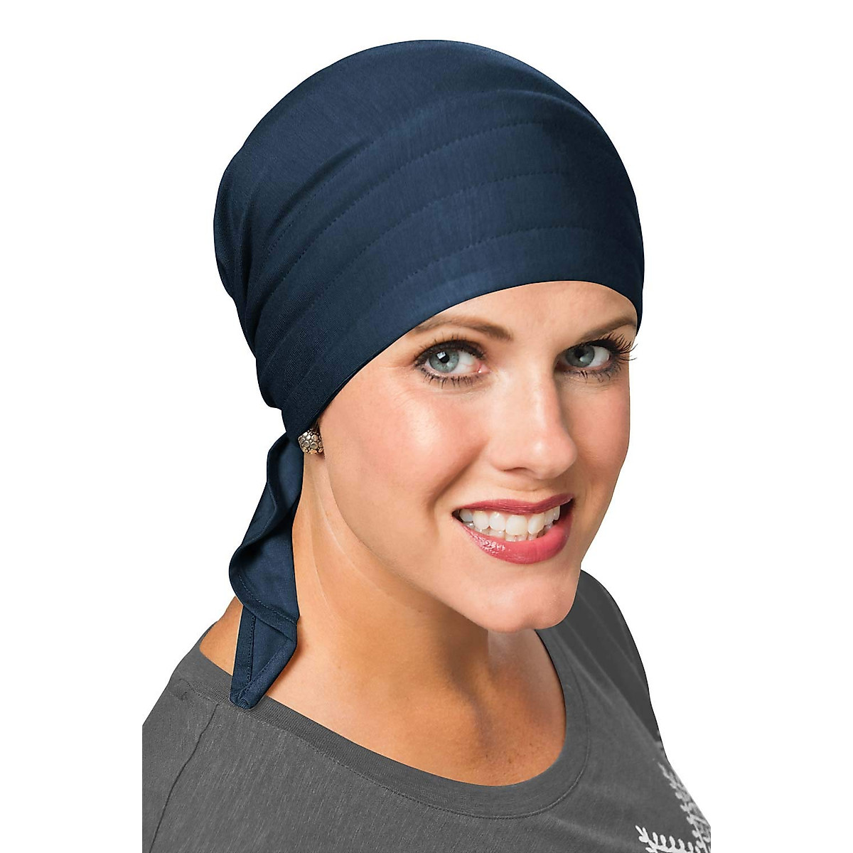 Cardani Instant Tie Headscarf - Padded Easy Tie Triangle Scarf in Luxury Bamboo Luxury Bamboo - Midnight Blue