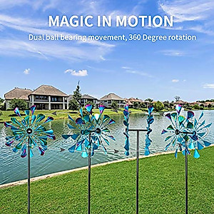 DECOROCA Kinetic Wind Spinners Outdoor Metal - 72 Inches Wind Catchers Spinner for Outdoor Yard Patio Lawn Garden Decorations, Double Windmill Sculptures with Stable Metal Stake