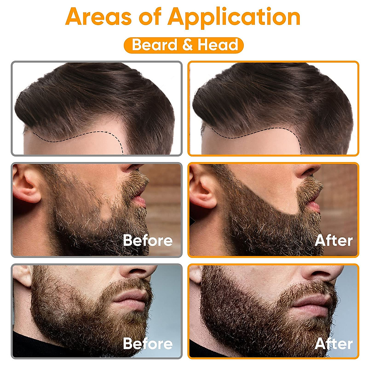 Beard Pencil Filler for Men, Innovative 4-Tip Beard Filling Pen Kit with Brush, Water & Sweat Resistant, Long Lasting, Natural Finish for A Perfect Beard (Black)