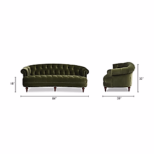 Jennifer Taylor Home La Rosa Victorian Chesterfield Tufted Sofa, Olive Green Performance Velvet