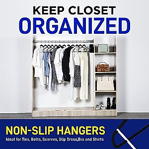 Lifemaster Velvet Non-Slip Plastic Hanger Set - 50 Pieces Non-Slip Clothes Hanger Set with 360° Swivel Hook, Space-Saving, Sleek Design, Smooth Velvet Finish, Lightweight Construction - Black