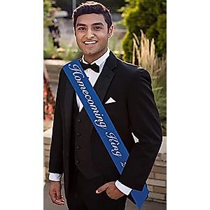 Anderson's Blue/Silver Homecoming King/Queen Coronation Set, Sashes With Foil Imprints, Crown, Tiara, Pins
