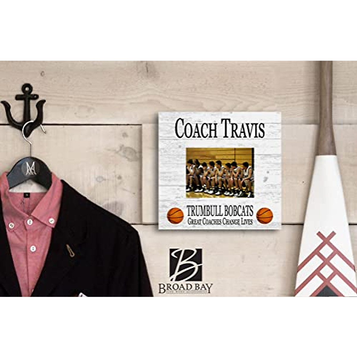Broad Bay Basketball Coach Gift Plaque with Photo - UPLOAD Team Picture - Frame Alternative Personalized Appreciation Award For End Of Season Coaches Present 10in x 10in (Basketball)