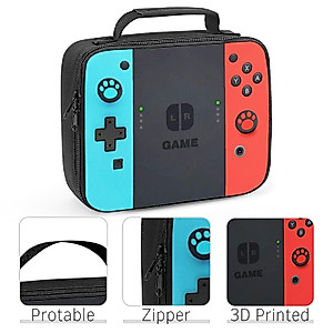 JIRAIKEI Insulated Lunch Box for Boys Girls, Game Lunch Bag for School Work Office Travel Picnic Hiking Beach, Waterproof Leakproof Portable Fits Most Lunch Bento Boxes
