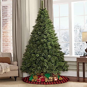 48 Inches Christmas Tree Skirt Red and Black Plaid Buffalo Check Double Layers Skirts for Christmas Decorations Indoor Outdoor, Xmas Party Holiday Ornaments (48 Inches)