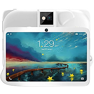 Jiawu 7 Inch Kids Tablet, Android 10.0 Tablets for Kids with Stand, 1960x1080 IPS HD Display, 5+8MP Camera 4GB RAM 32GB Storage Tablet, 5000mAh Battery, 2.4G 5G WiFi, Bluetooth 5.0 (White)