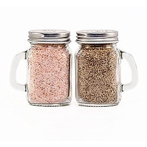 Mason Jar Salt and Pepper Shakers Set with Wood Caddy, Easy to Clean & Refill for Farmhouse Kitchen Table, Rustic Home Decor and Gifts