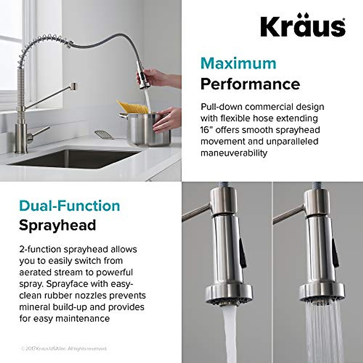 KRAUS 30-inch 16 Gauge Standart PRO Kitchen Sink Combo Set with Bolden 18-inch Kitchen Faucet and Soap Dispenser, Stainless Steel KHU100-30-1610-53SS