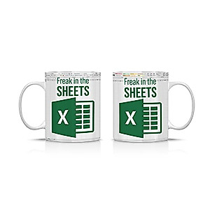 LPVLUX Freak In The Sheets Mug, Funny Spreadsheet Mug Great Gifts For Coworkers, Accounting, Boss, Friend Gifts Christmas, Birthday, New Year Day, Shortcut Mug